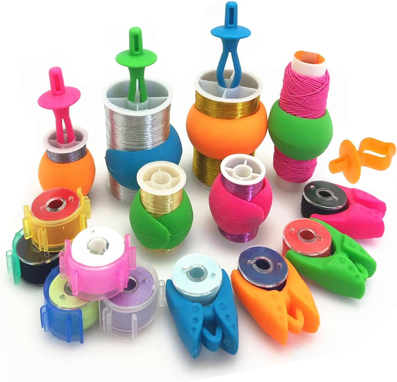 100 Pieces Bobbin Holder, Thread Spool Holder Stack Bobbins on Top of ...