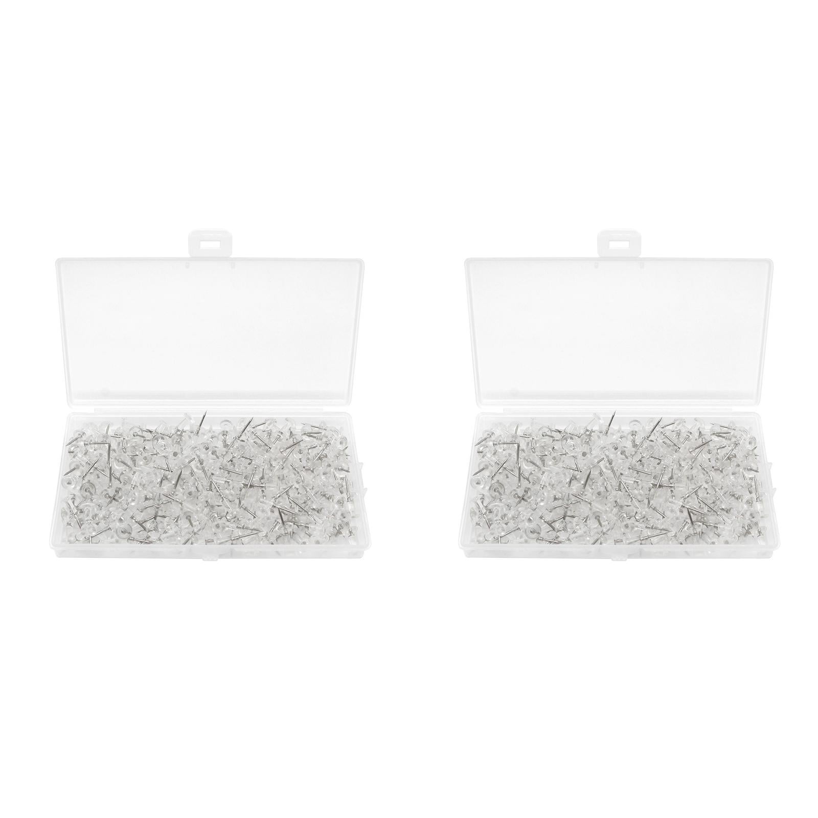 100 Pieces/Box Push Pins for Bulletin Board Transparent Clear Thumb ...