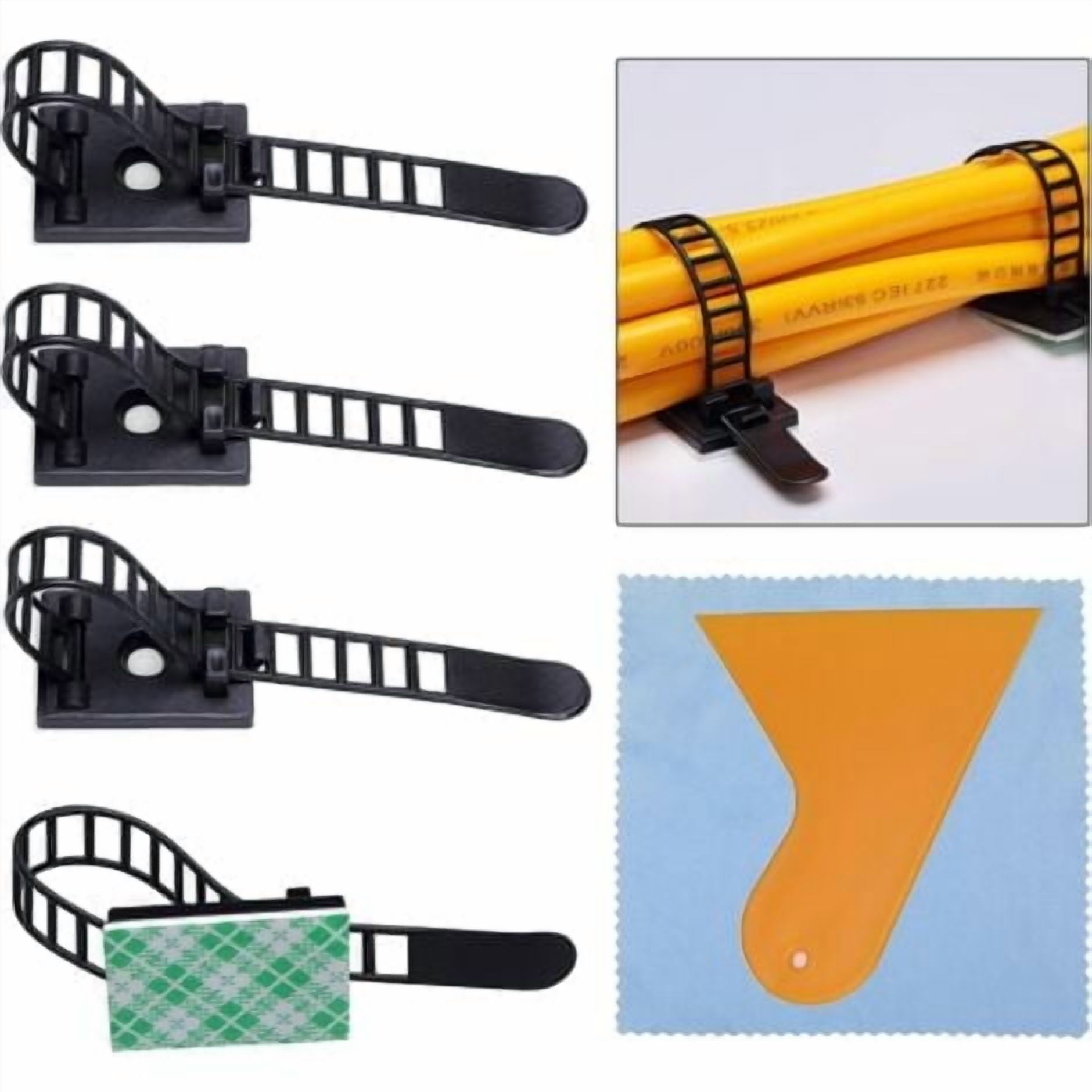 100 Pieces Cable Clips, Cable Ties Adhesive Cable Clips Adjustable ...