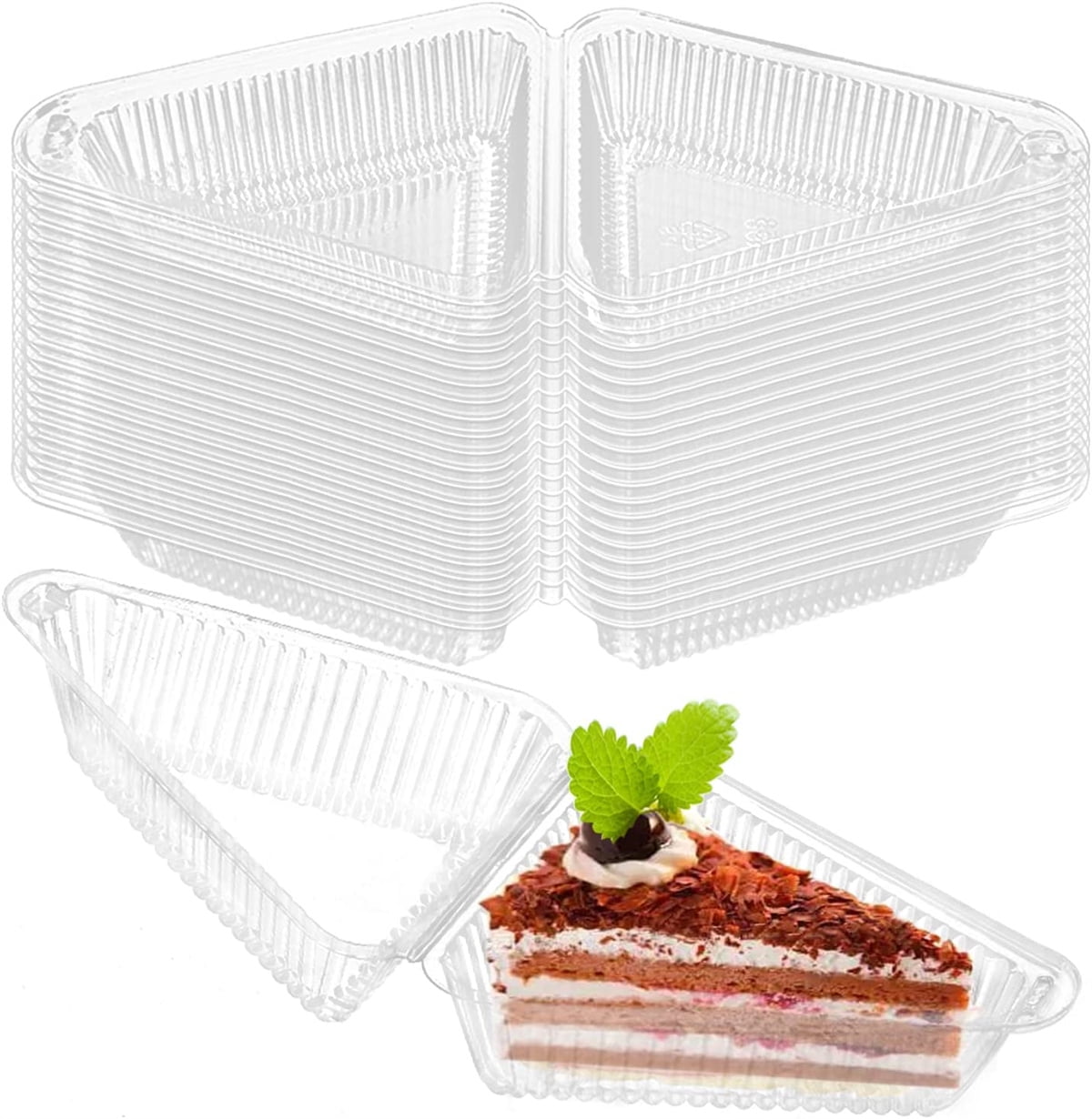 100 Pieces Cake Slice Boxes Individual,Happon Cake Boxes for Cake Portions, Clear Containers for ...