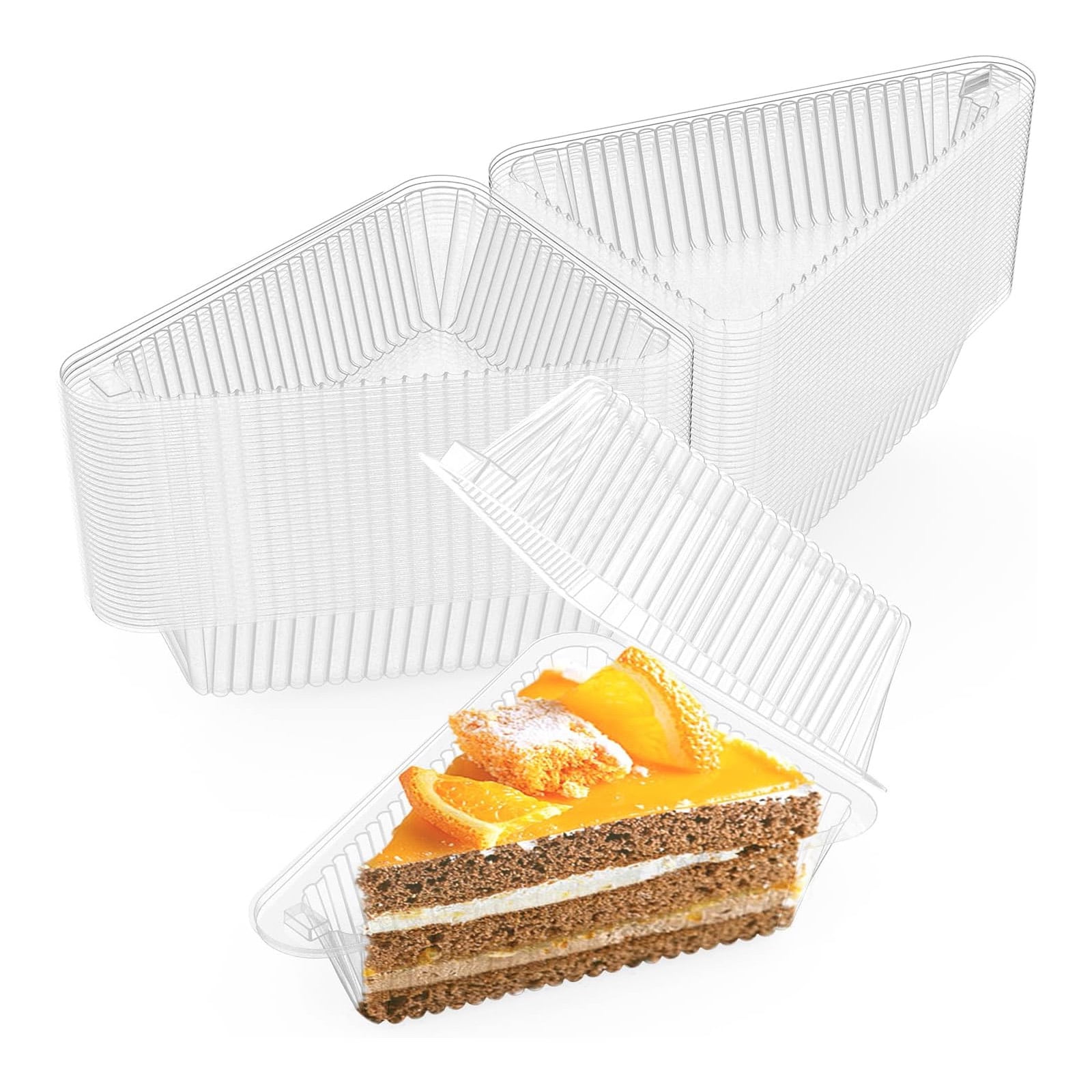 Appoft 100 Pieces Cake Slice Plastic Containers, 4.33 Inches Hinged Lid ...