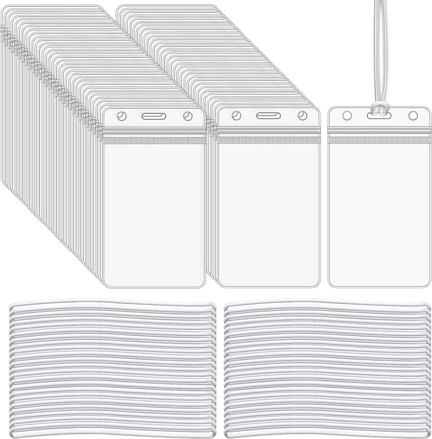 100 Pieces Clear ID Card Holder Plastic Luggage Bag Tag Holder Badge ...