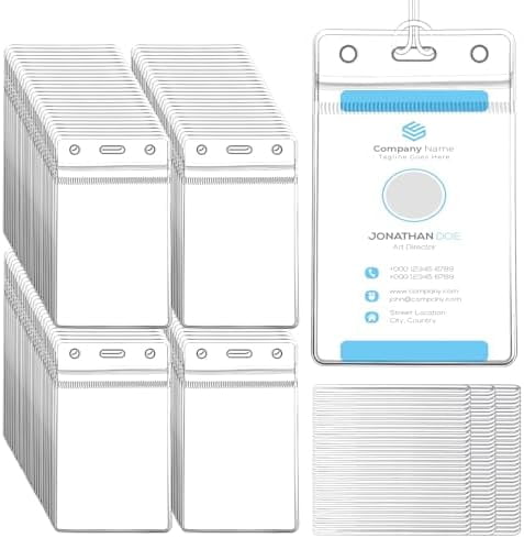 100 Pieces Clear Plastic ID Card, Clear Luggage Tags Bulk Badge Holder ...