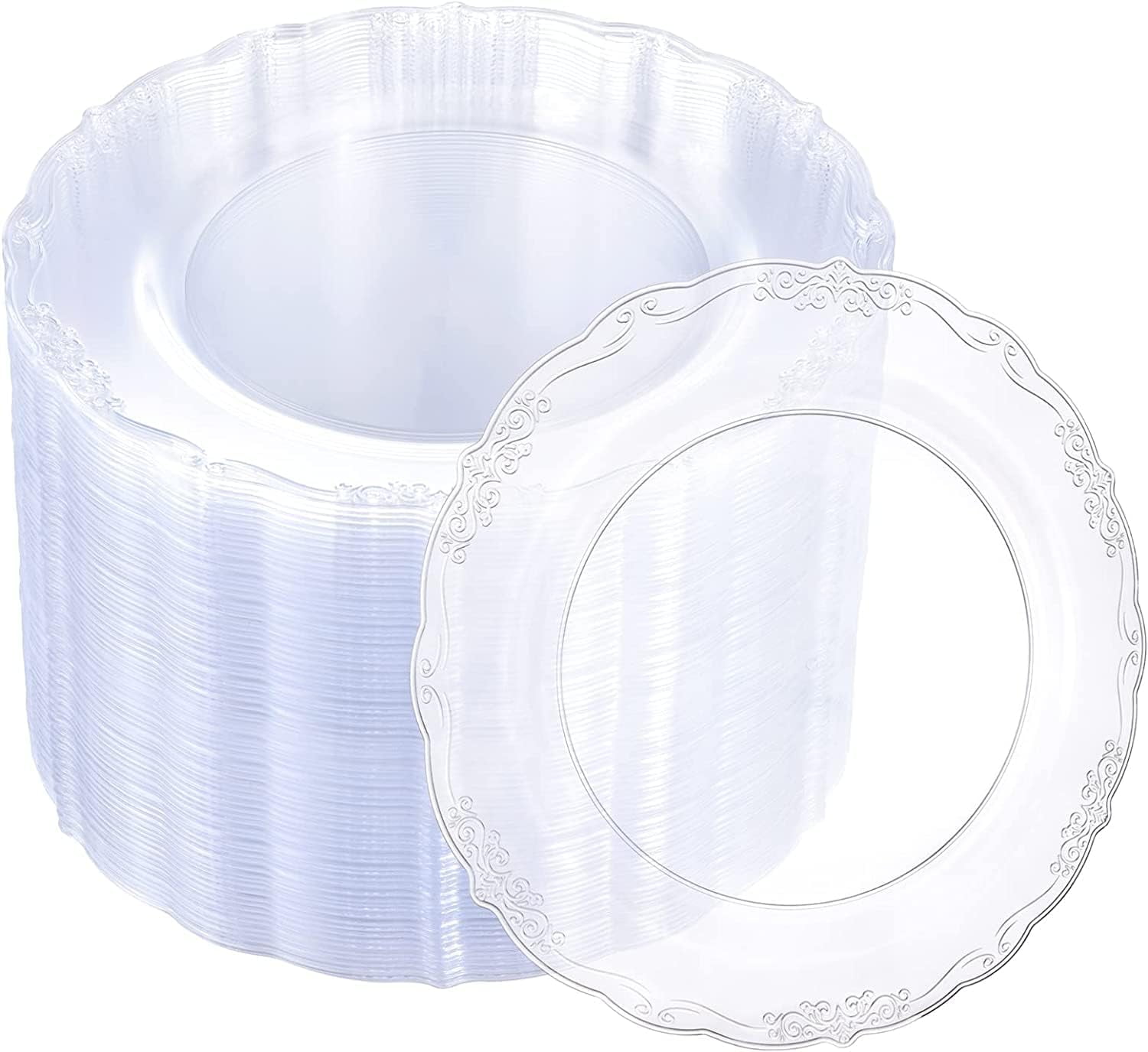 100 Pieces Clear Plastic Plates-6 Inch Plastic Dessert Plates ...