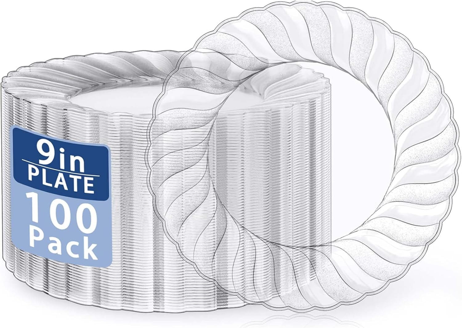 100 Pieces Clear Plastic Plates-6 Inch Plastic Dessert Plates ...