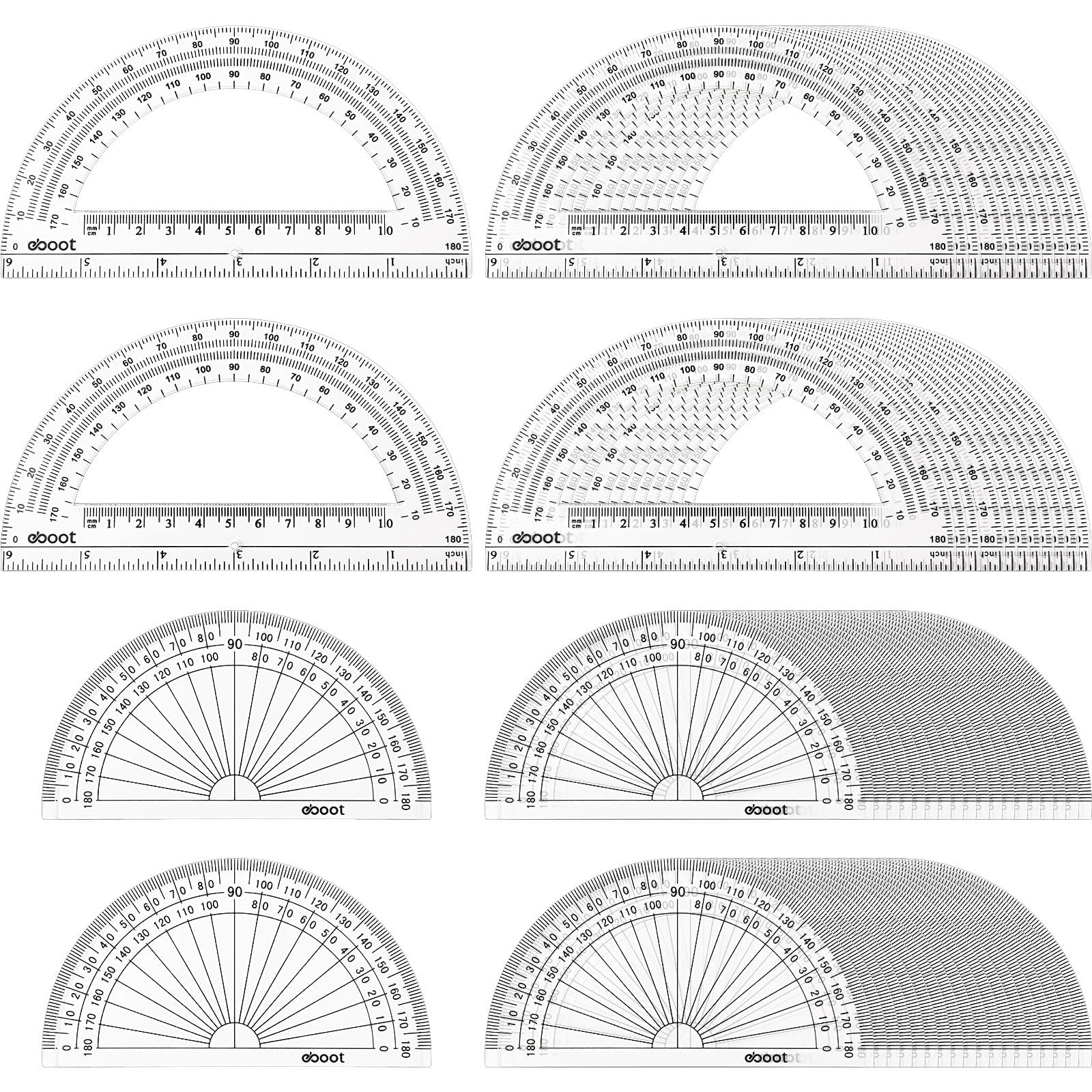 100 Pieces Clear Plastic Protractor Bulk 4 Inch and 6 Inch Math ...