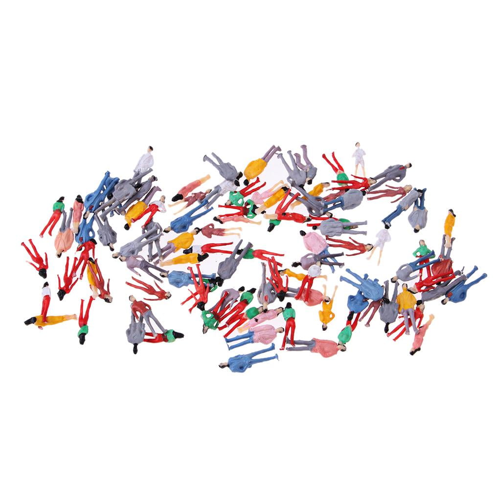 100 Pieces Color Painted Model Train People Figure Assorted for Kids ...