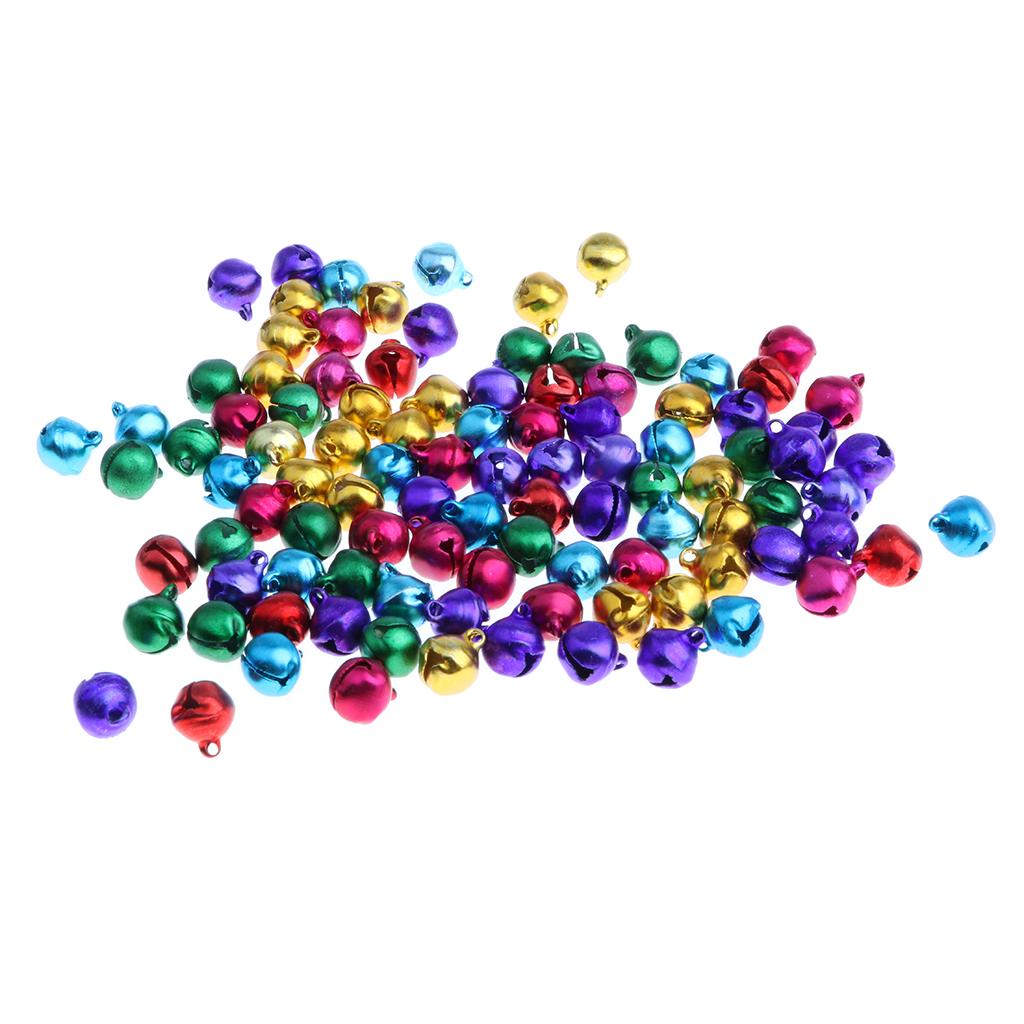 100 Pieces Colored Bells Toy DIY Jewelry Making Craft Party 8mm ...