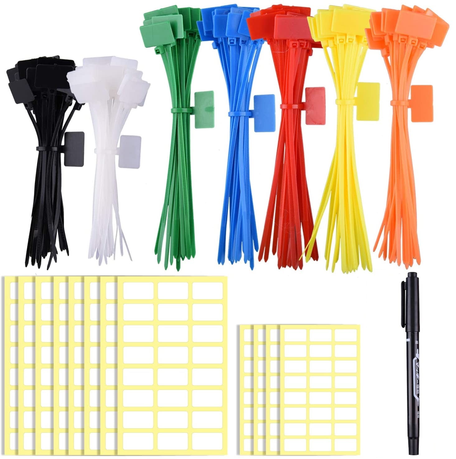 100 Pieces Colorful Electrical Cable Labels 4/6 Inch Cable Marker Ties ...