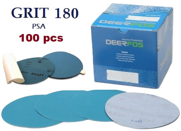100 Pieces - DEERFOS 6" Sanding Disc 180 Grit Sandpaper PSA Self ...
