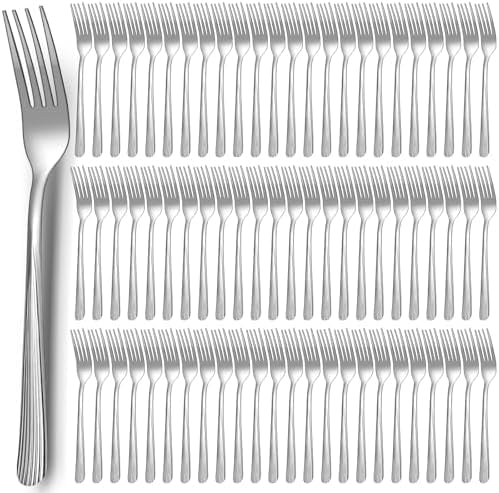 100 Pieces Dinner Forks Bulk Set 6.9 Inches Stainless Steel Metal Forks ...
