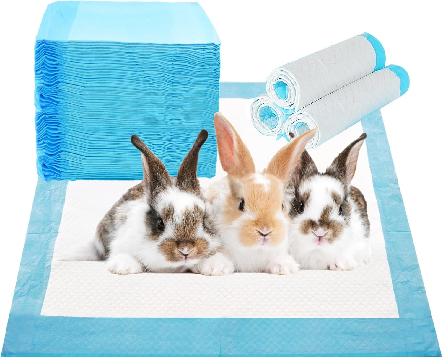 100 Pieces Disposable Pee Pads for Rabbit,17.72"x12.99" Rabbits Toilet ...