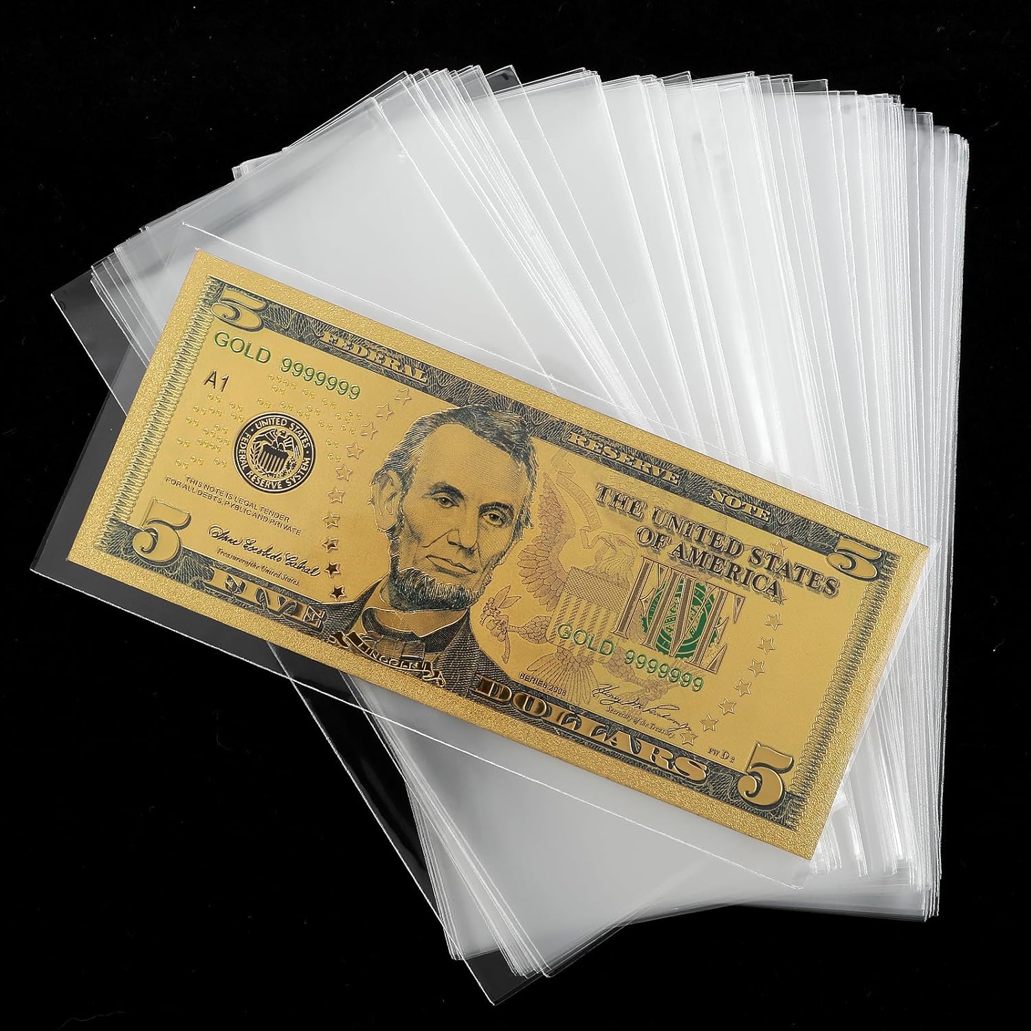 100 Pieces Dollar Bill Sleeves, Money Sleeves for Cash Clear Paper ...