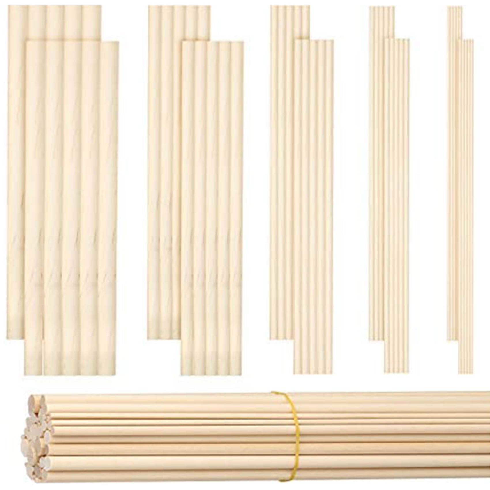 100 Pieces Dowel Rods Wooden Dowel Rod Craft Wood1/8,3/16,1/4,5/16,3 ...