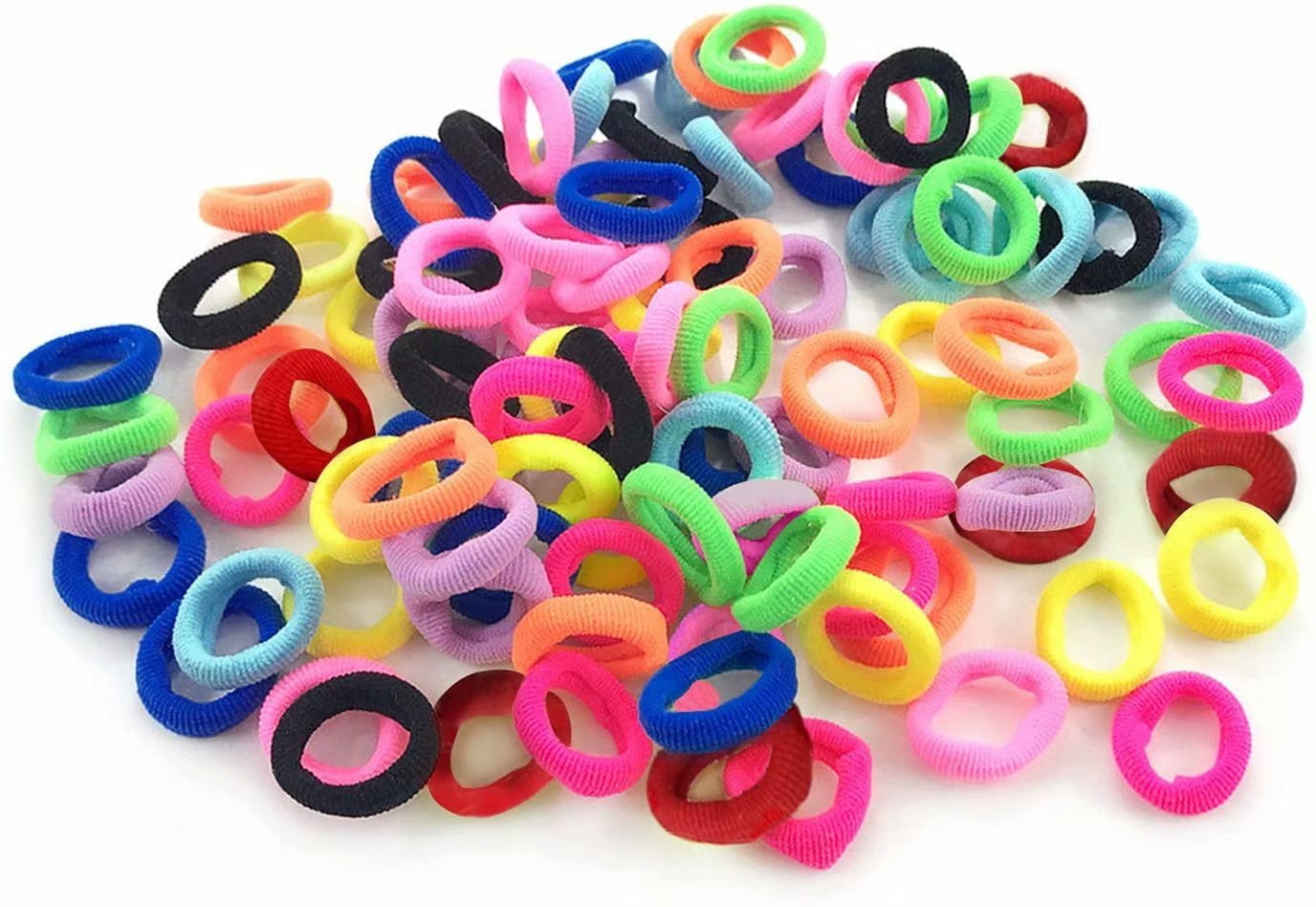 100pc Strong Stretch Elastic Hair Ties, Mini Rubber Bands, Colored ...