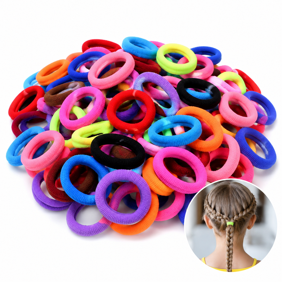 100pc Strong Stretch Elastic Hair Ties, Mini Rubber Bands, Colored ...