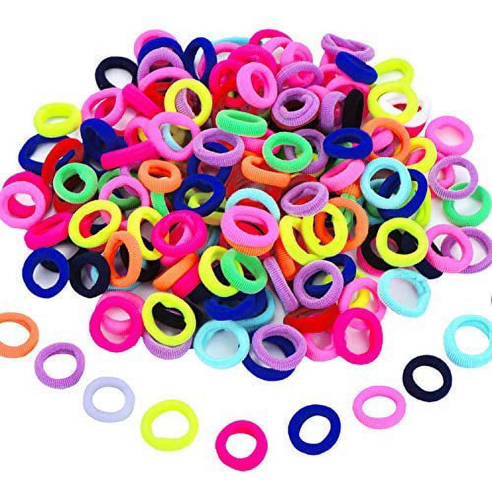 Ziediop 100pcs Mini Elastic Hair Ties, Assorted Colors, Soft Rubber ...