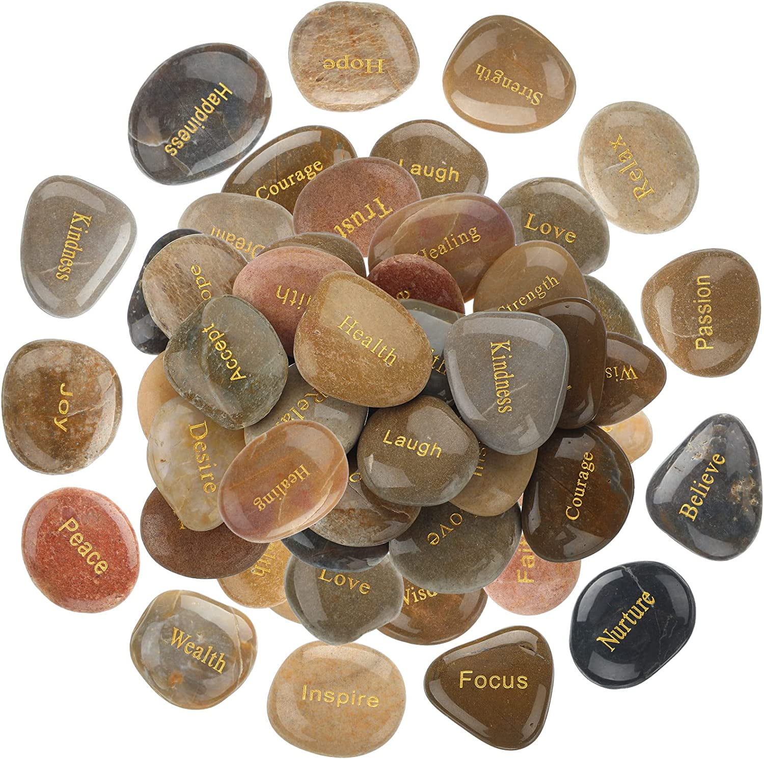 100 Pieces Engraved Inspirational Stones Bulk Encouragement Stones ...