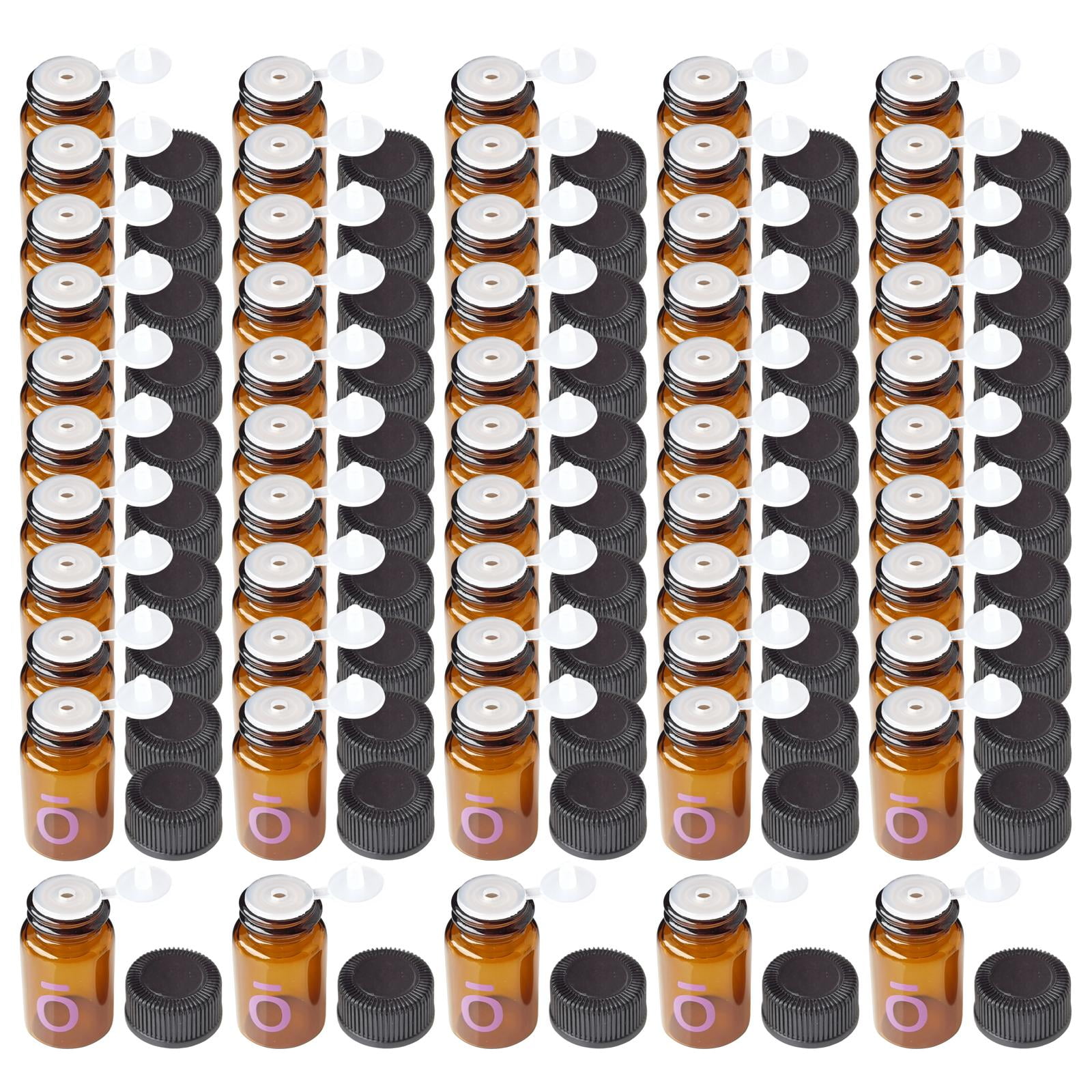 100 Pieces Essential Oil Empty Bottle Glass Vials Portable Bottles ...