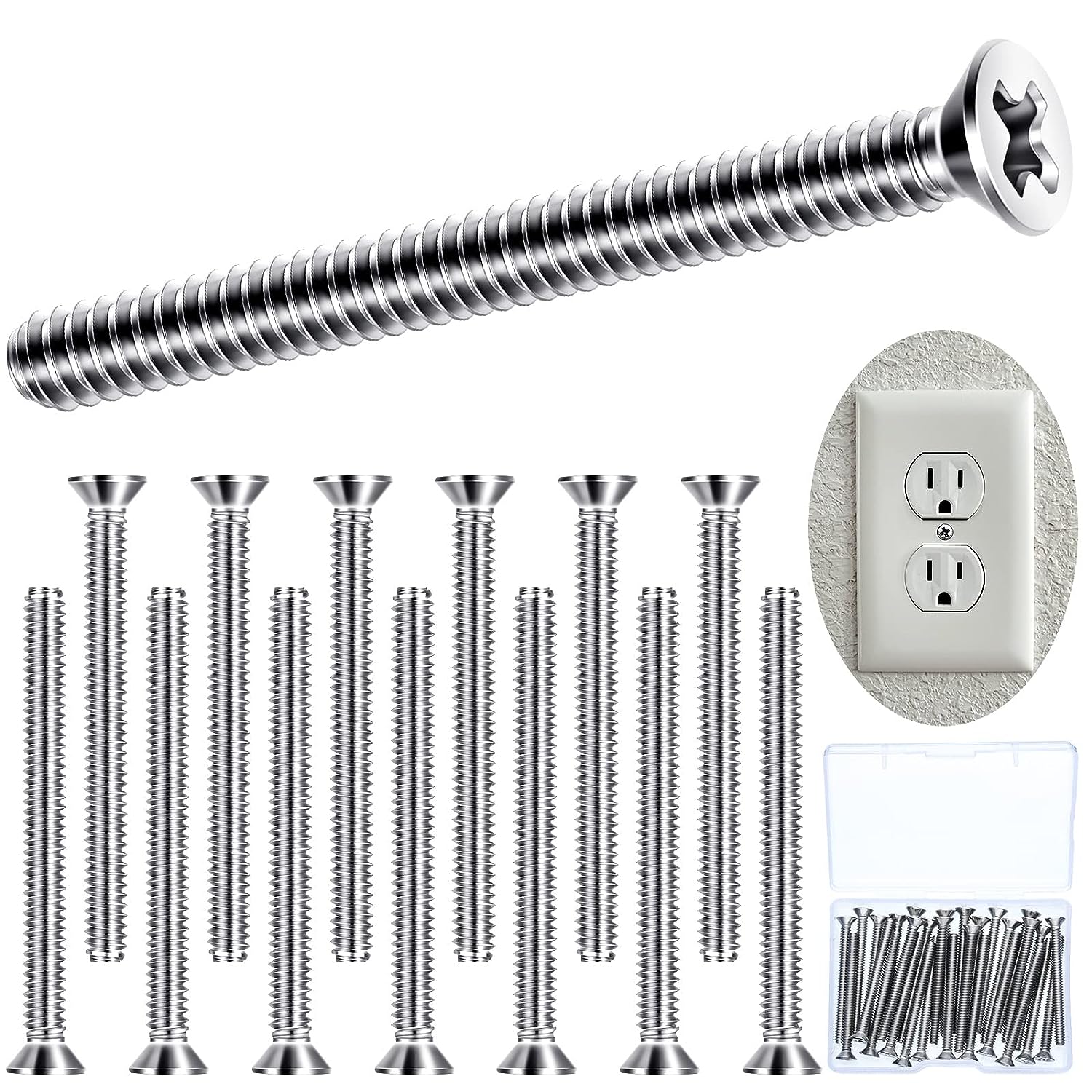 100 Pieces Extra Long Outlet Screws Machine Long Electrical Outlet ...