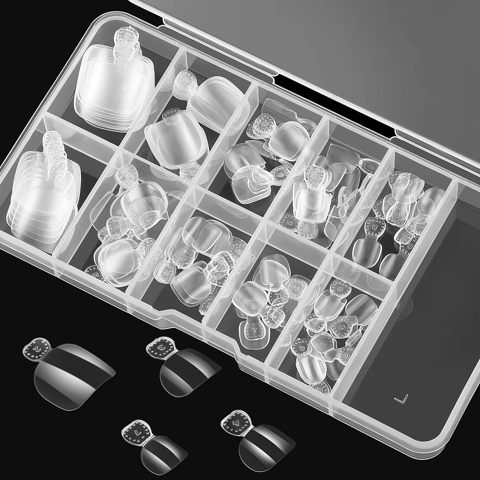 100 Pieces Fake Toenails in 10 Sizes False Toenails Full Cover ...