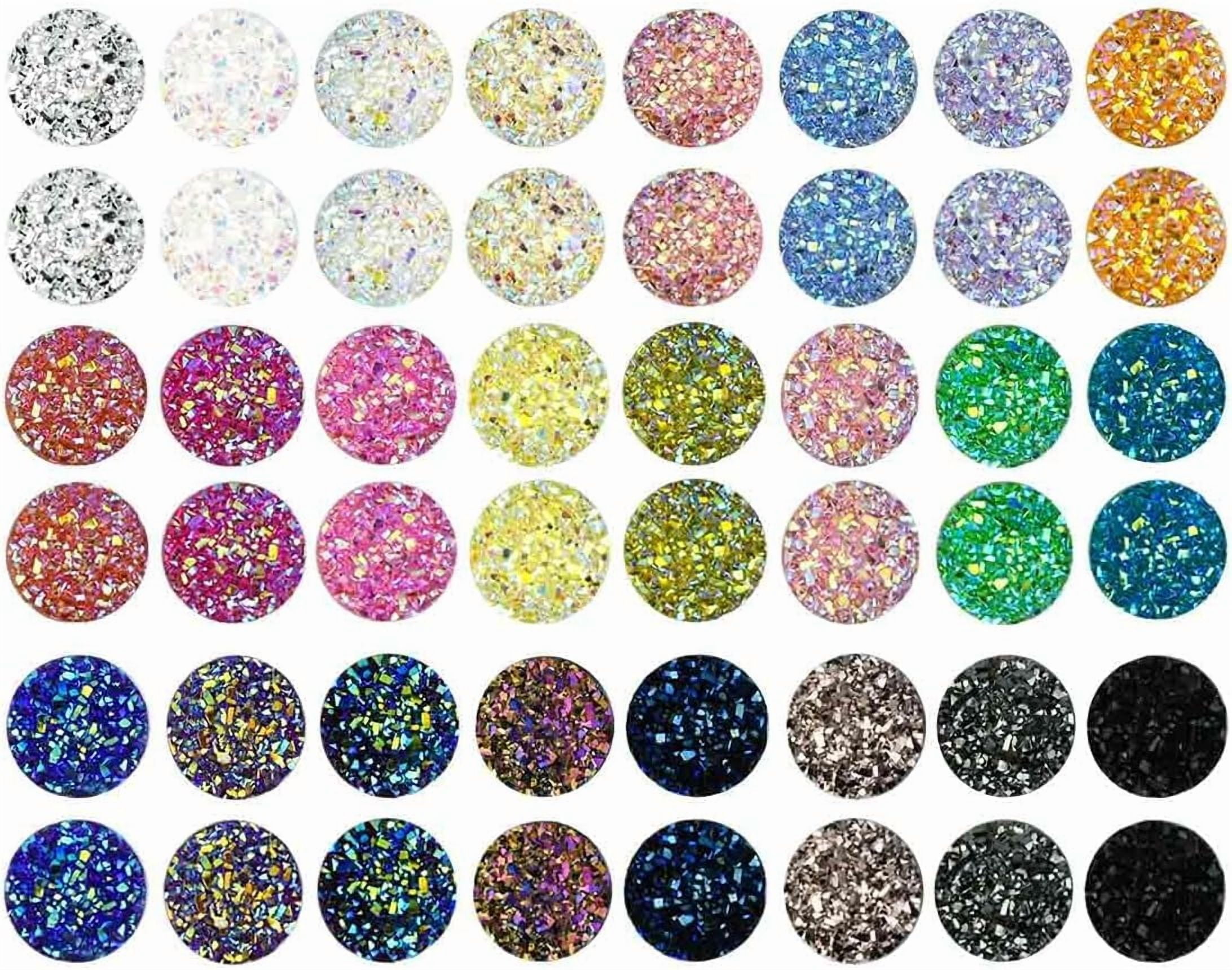 100 Pieces Faux Druzy Cabochons Flat Back Round Resin Beads for Craft ...
