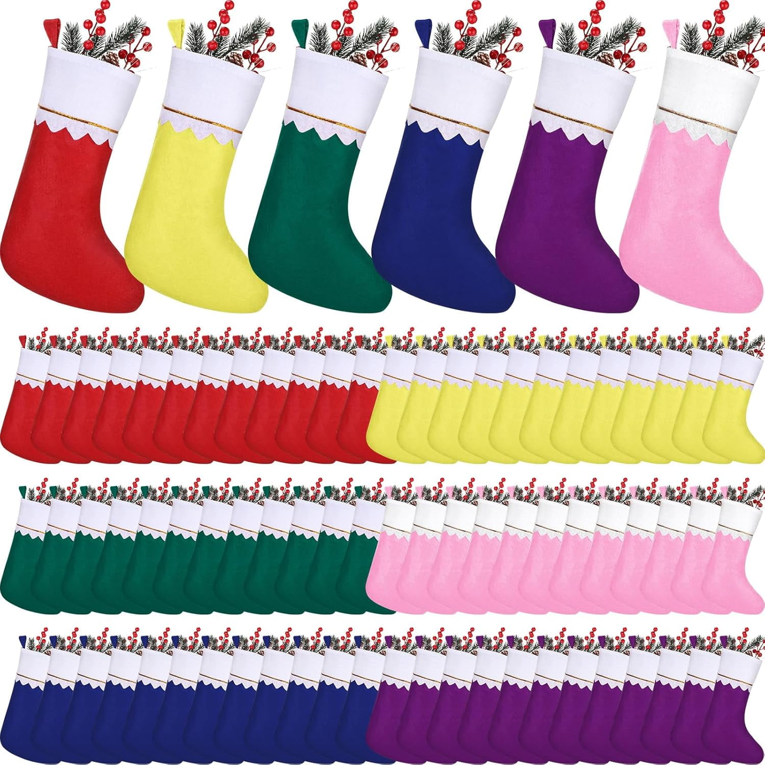 100 Pieces Felt Christmas Stockings 15 Inch Party Favors Stockings Xmas ...