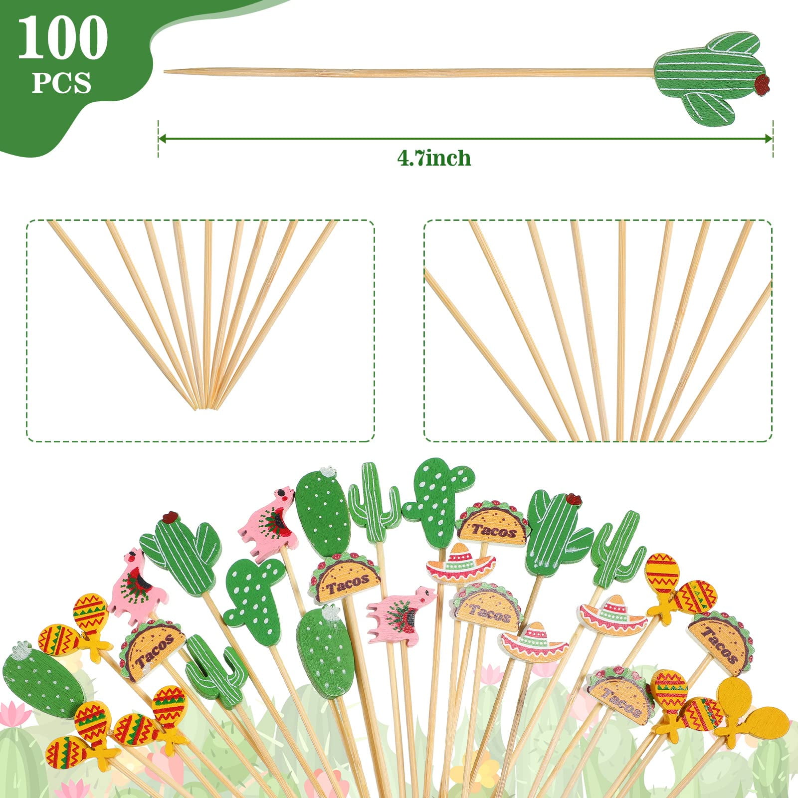 100 Pieces Fiesta AJH3 Cupcake Toppers Mexican Fiesta Assorted Tropical ...