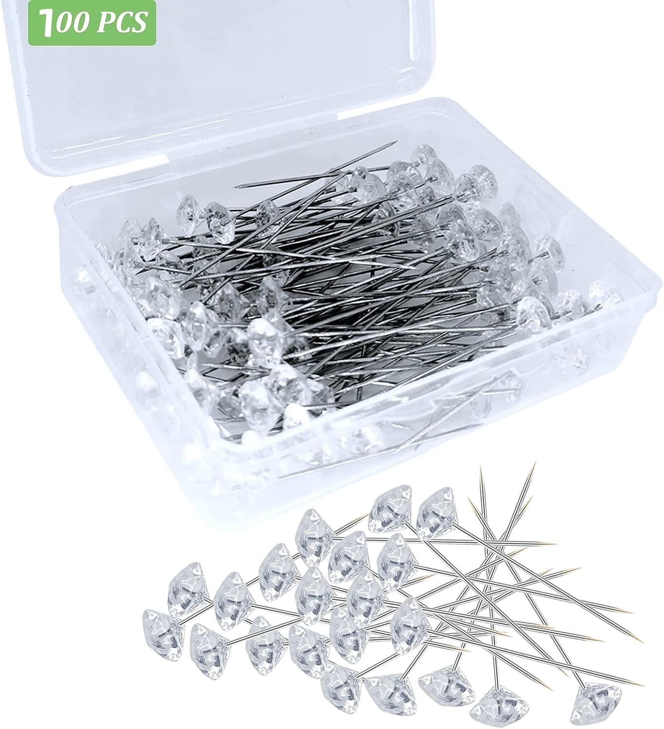 100 Pieces Floral Diamond Rhinestones Pins 2 inch Diamond Floral Head ...