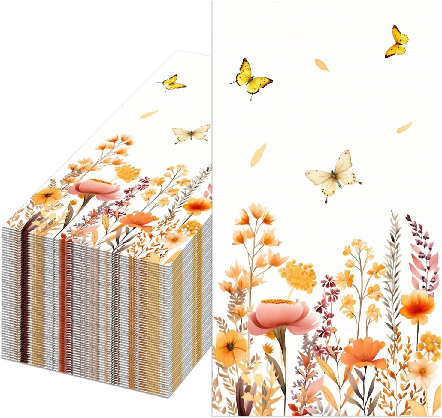 100 Pieces Floral Napkins Disposable Decorative, Wildflower Dinner ...