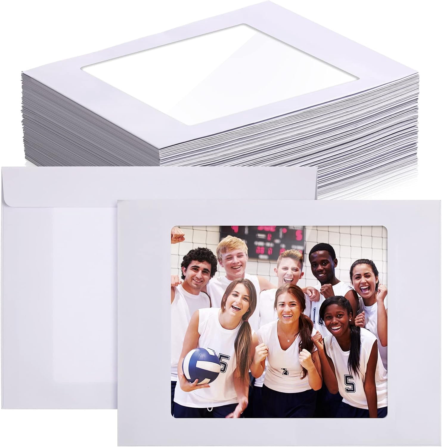 100 Pieces Full Face Envelopes 37lb Paper Booklet White Envelopes with ...