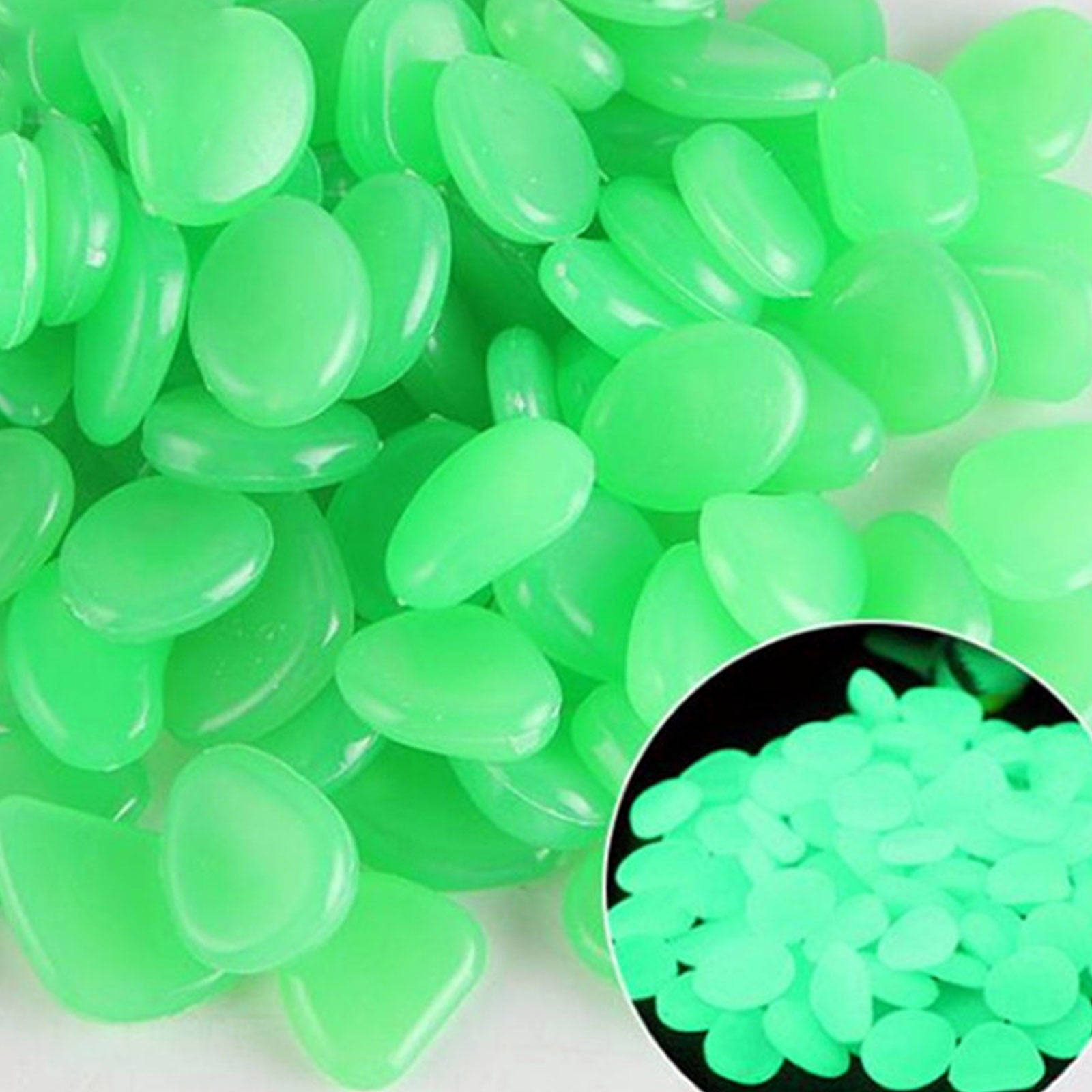 100 Pieces Glow Stone Fluorescent Aquarium Pebbles for Fish Tank Garden ...