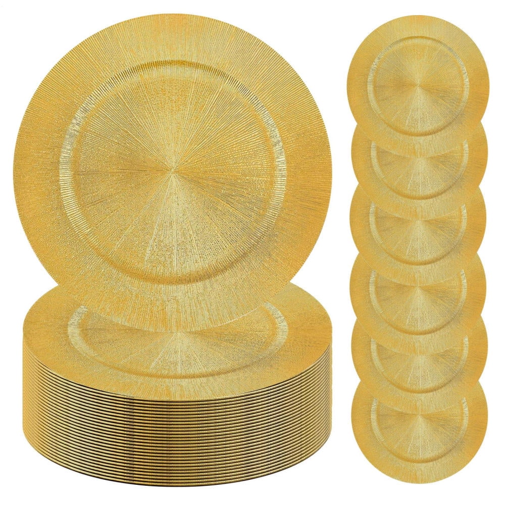 13" Gold Charger Plates - 100pc Plastic Serviceware for Rustic Weddings ...