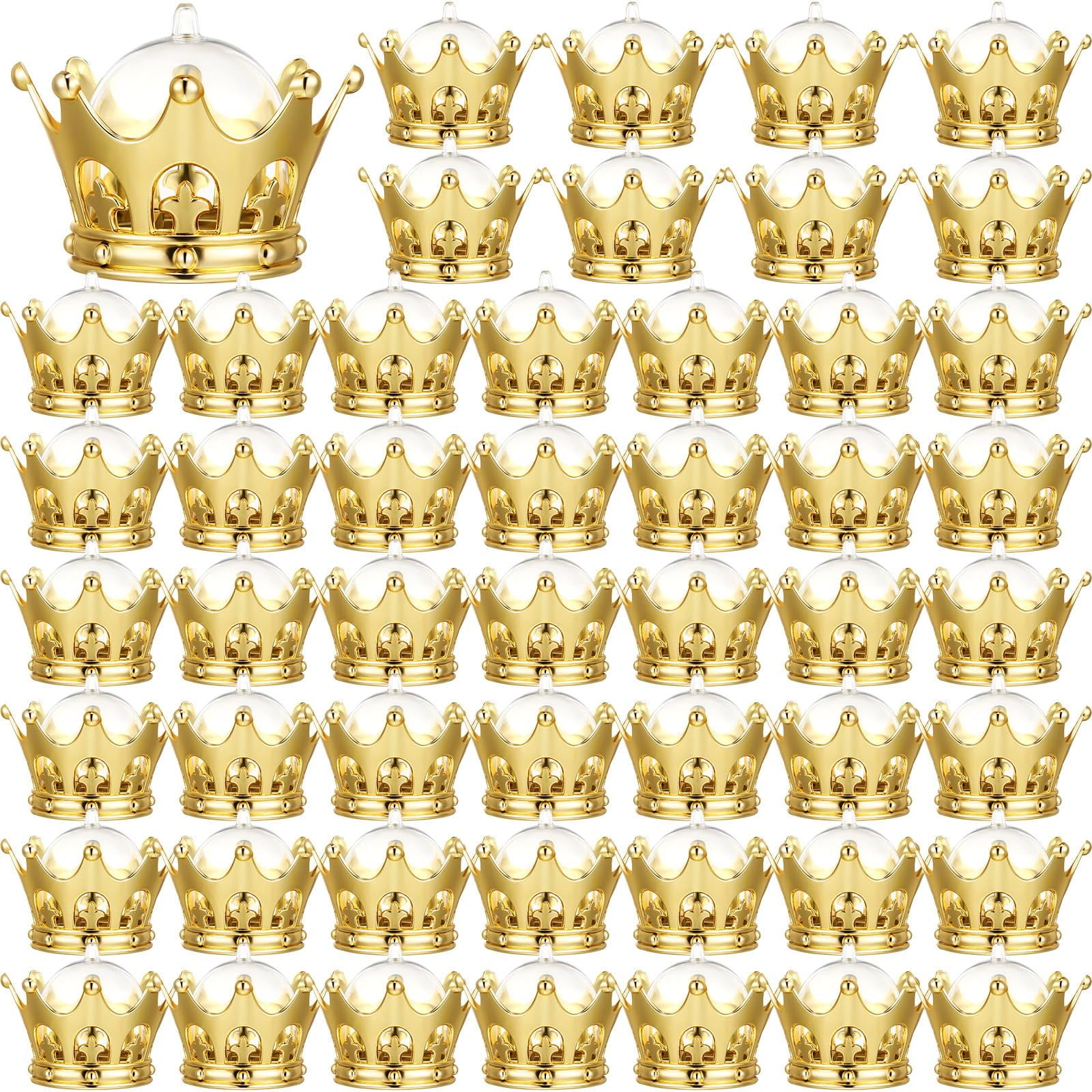 100 Pieces Gold Refillable Crown Candy Boxes with Dome Princess Party ...