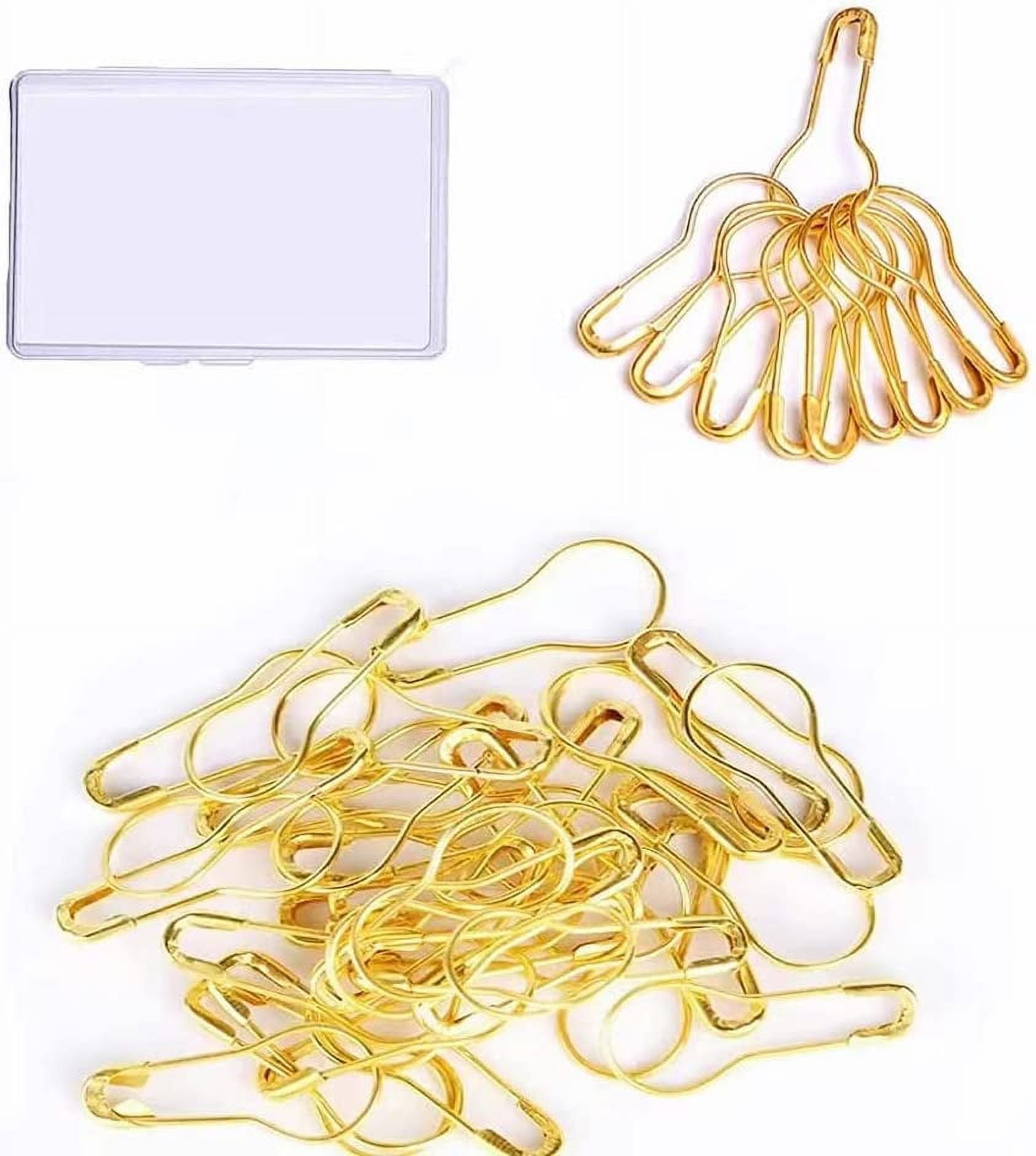 100 Pieces Gold Safety Pins in Box, Small Metal Gourd Bulb Calabash ...