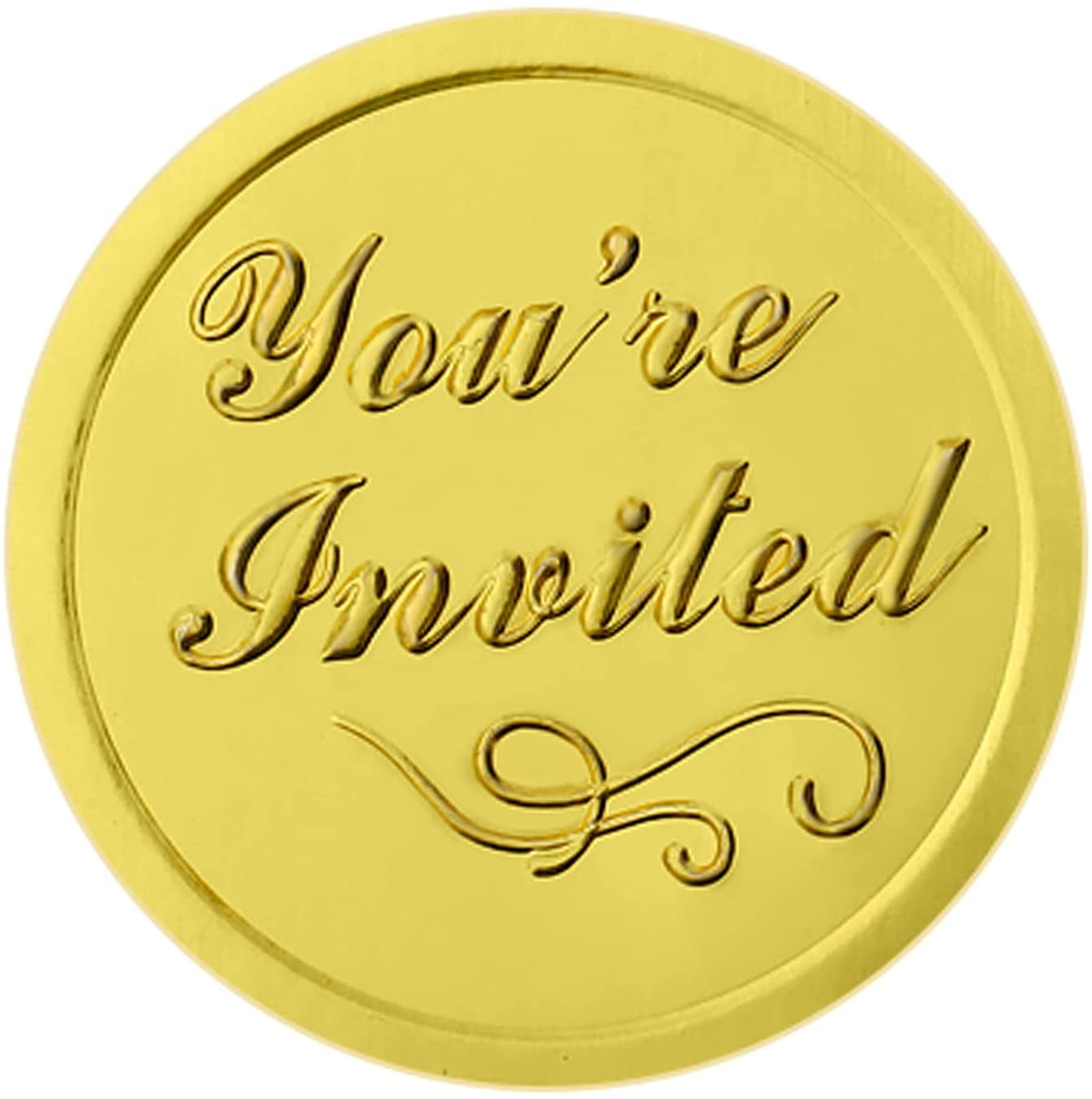 100 Pieces Gold You're Invited Embossed Foil Seals Sticker Embossed ...