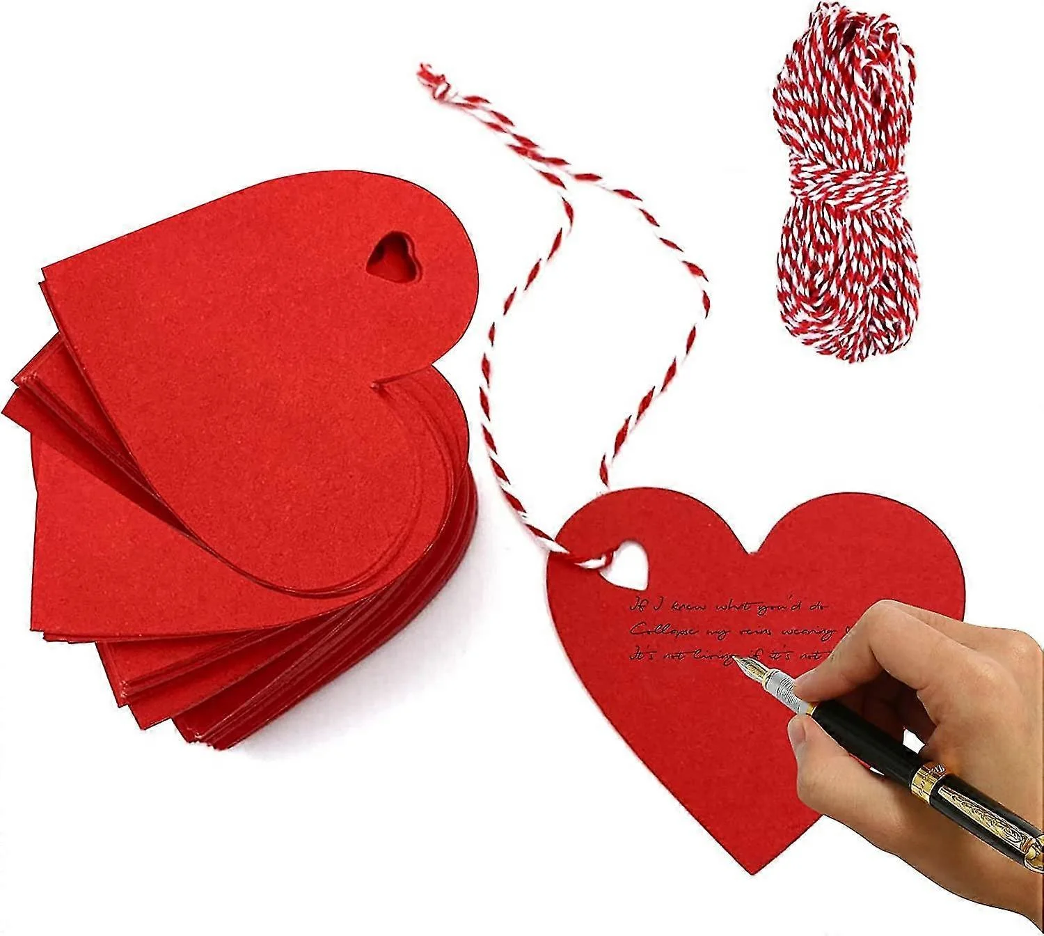 100 Pieces Heart Red Kraft Paper Tags Heart Shaped - Hearts Gift Tags ...