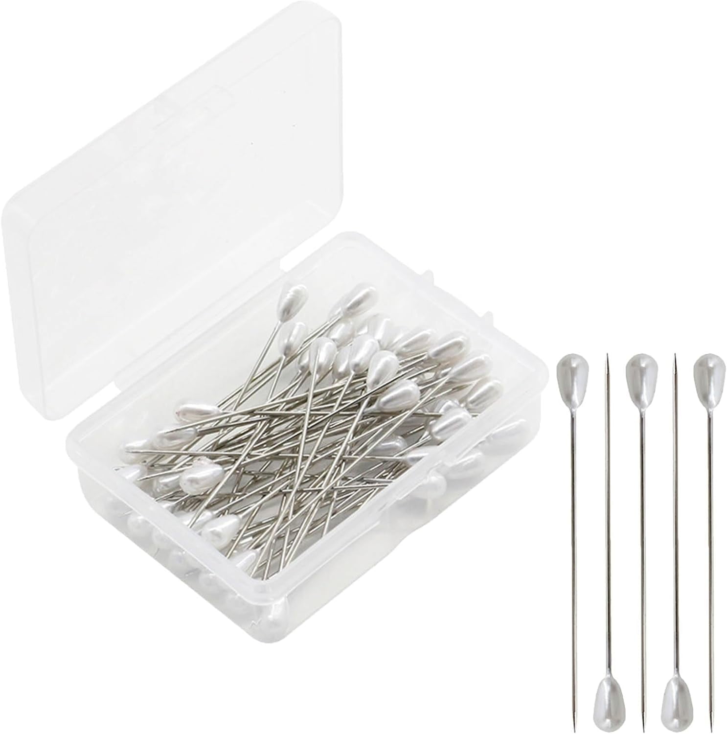 100 Pieces Hijab pins, Long Teardrop Pearl Head pins, Boutonniere pins ...
