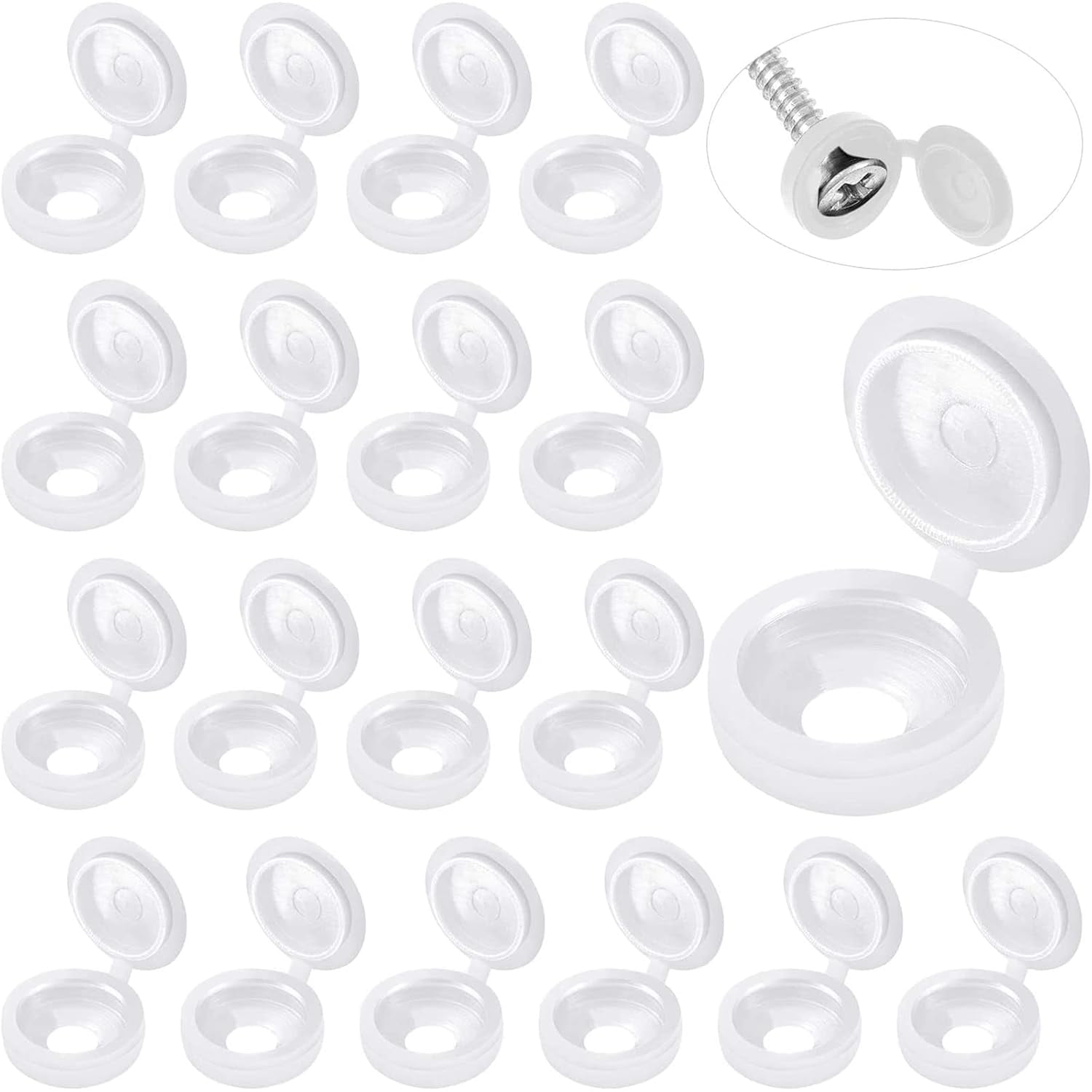 100 Pieces Hinged Screw Cover Caps Plastic Shutter Fold Screw Snap ...