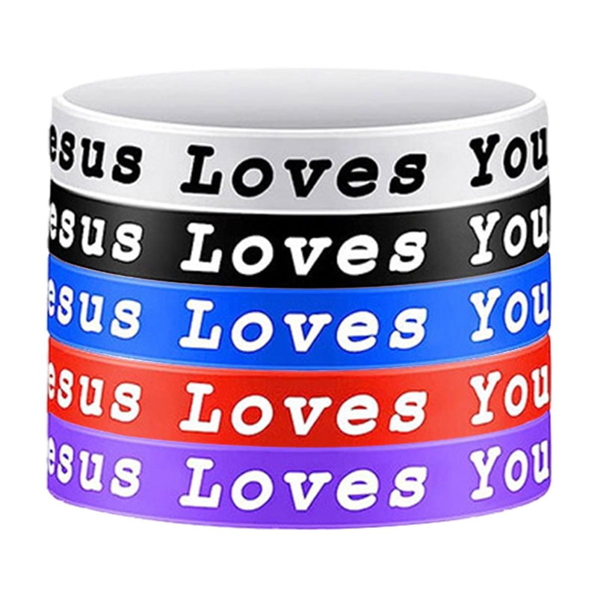 100 Pieces Jesus Loves You Silicone Wristbands Colorful Rubber ...