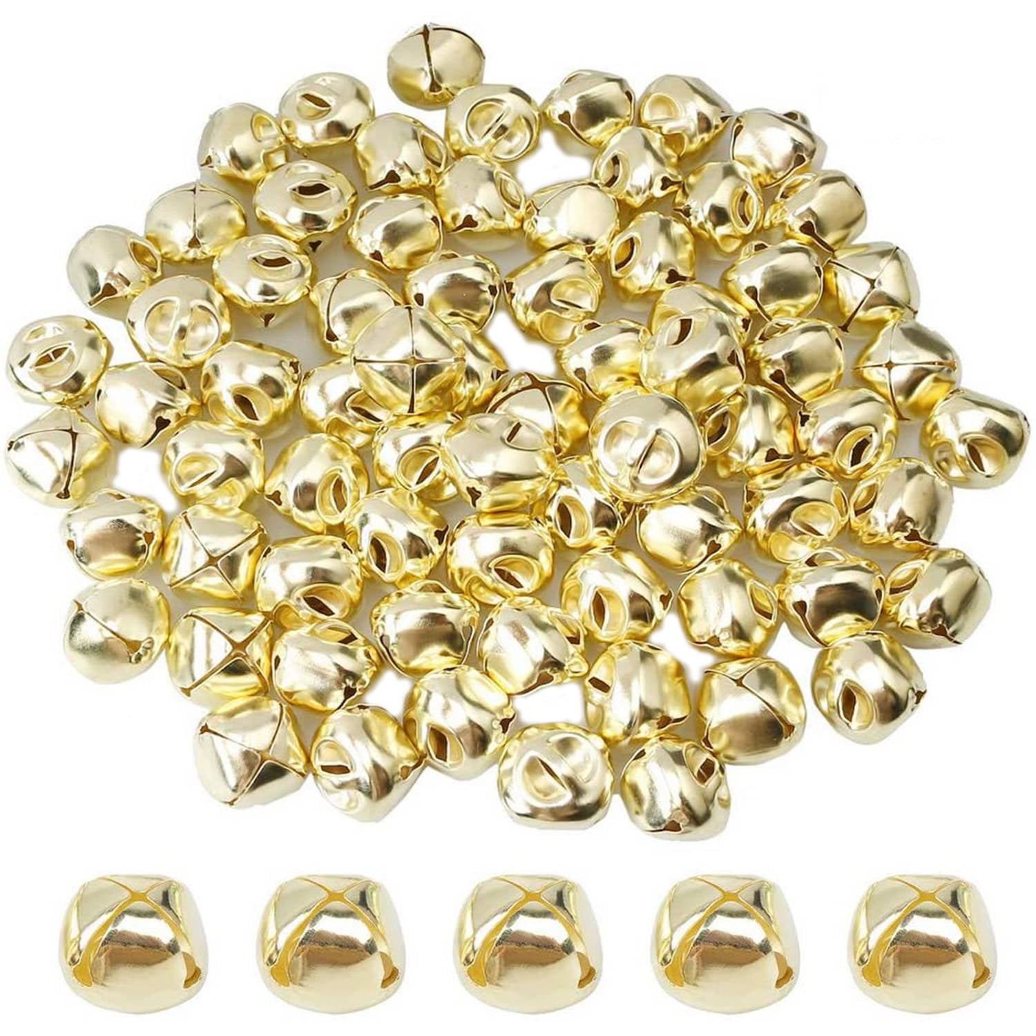 100 Pieces Jingle Bells, 15mm Metal Jingle Bells Mini Craft Bells Beads ...