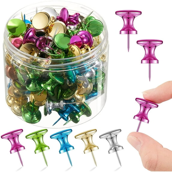 100 Pieces Jumbo Giant Large Push Pins 1 Inch Standard Thumb Tacks ...