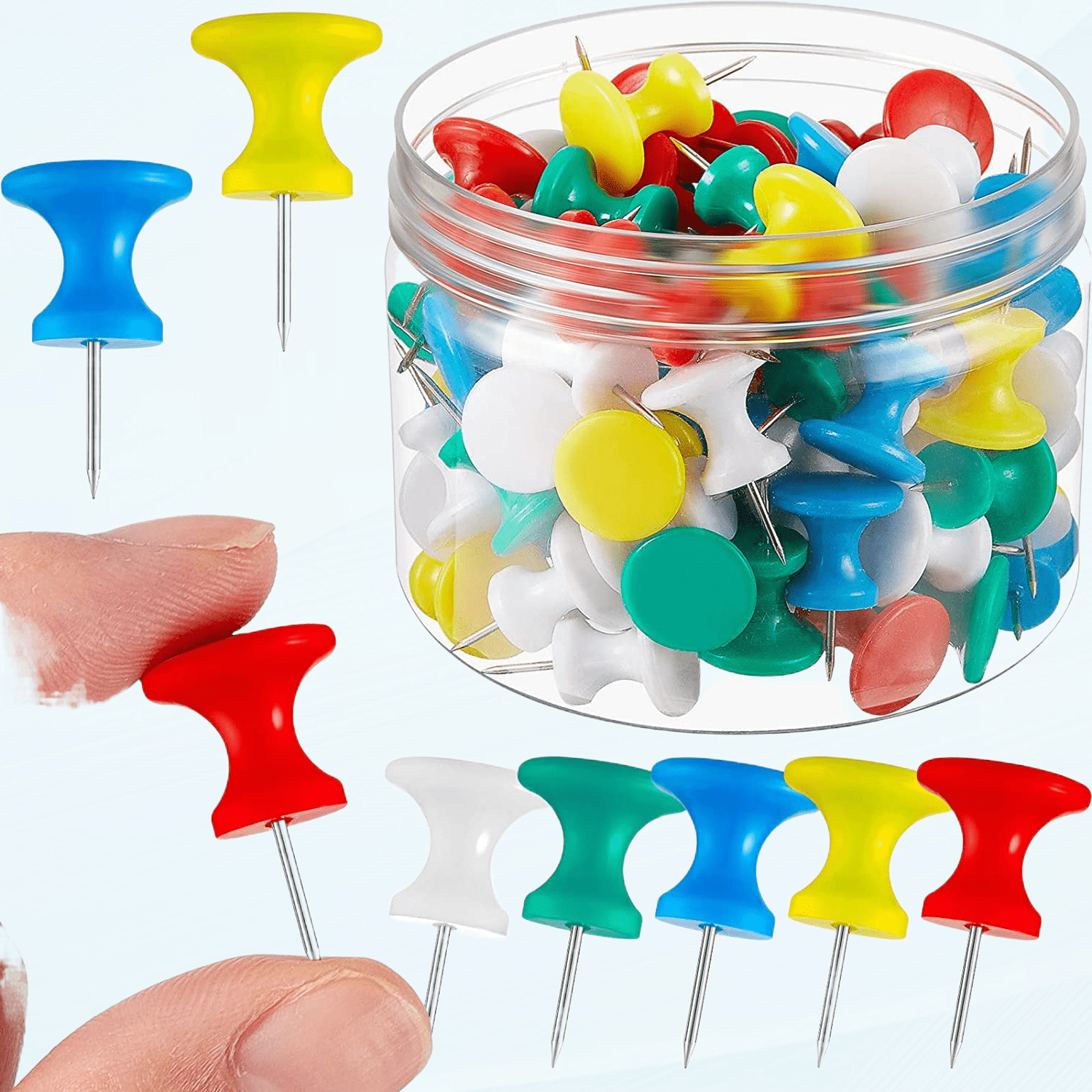 100 Pieces Jumbo Giant Large Push Pins 1 Inch Standard Thumb Tacks ...