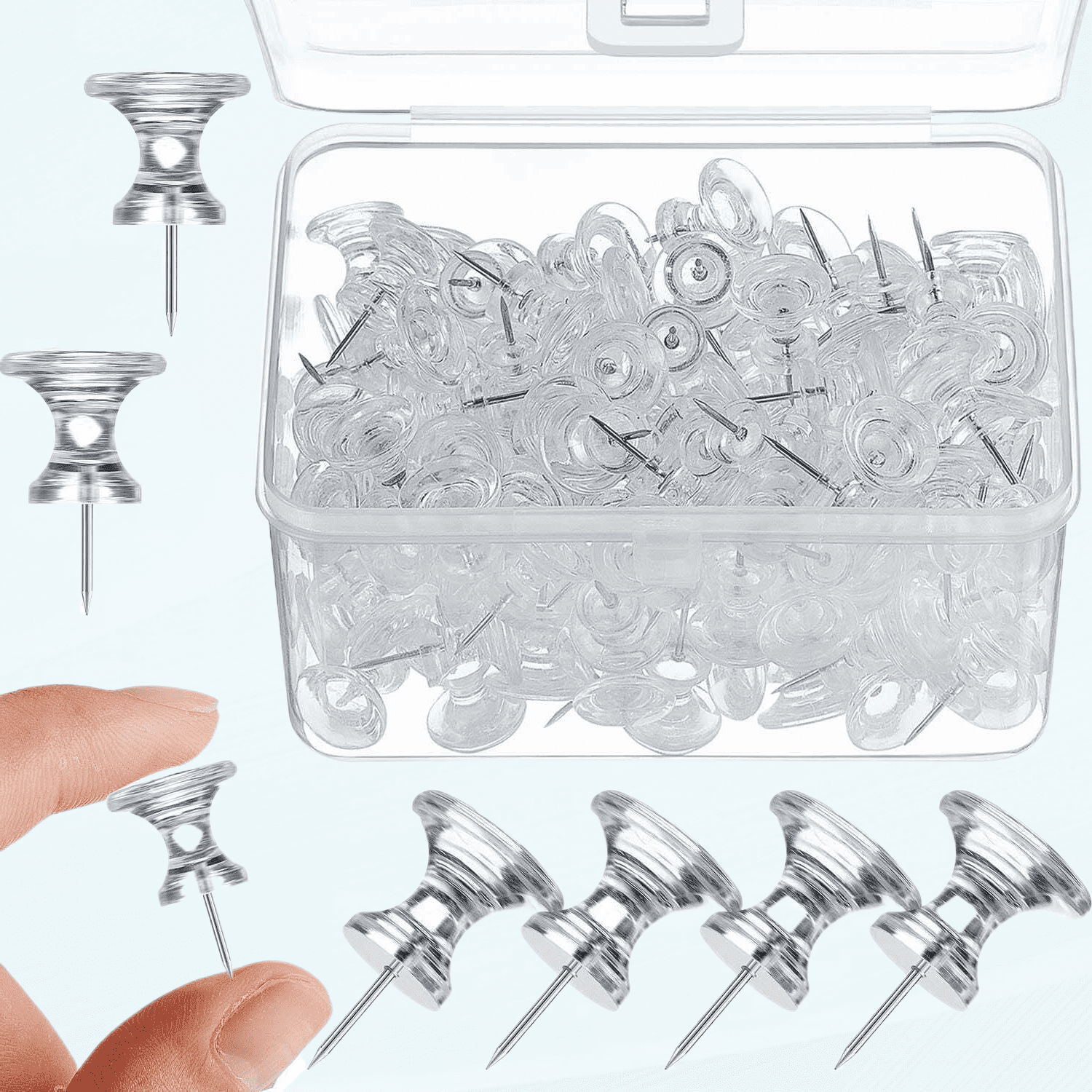 100 Pieces Jumbo Giant Large Push Pins 1 Inch Standard Thumb Tacks Steel Point and Plastic Head ...