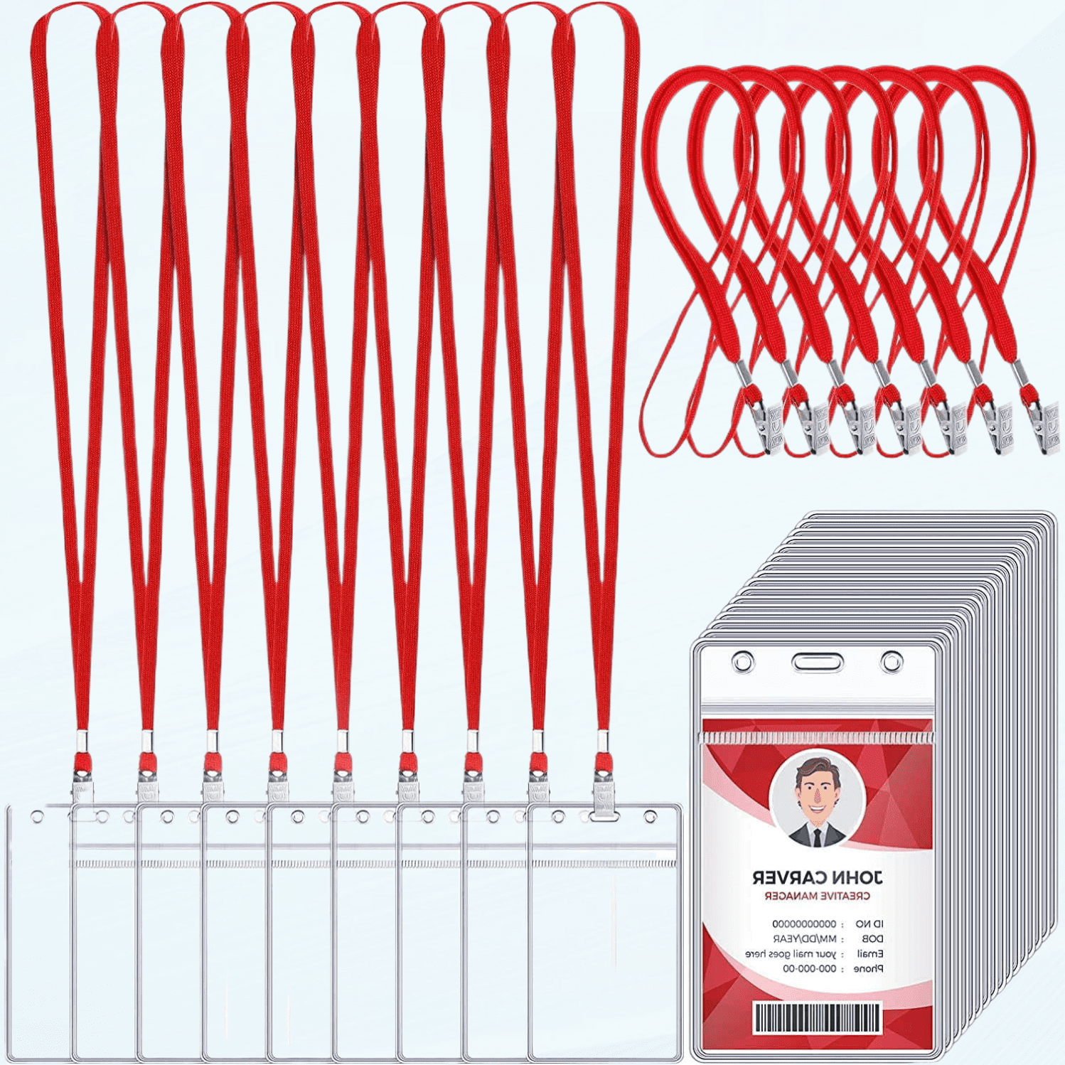 100 Pieces Lanyards for ID Badges and 100 Pieces Id Holder Badges Name ...