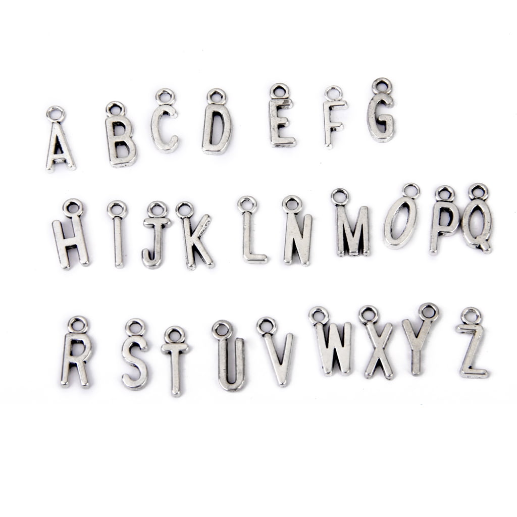 100 Pieces Lots Alphabet A-Z Letters Charms Making Pendents Dangle ...