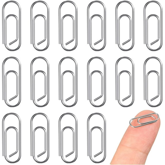 100 Pieces Metal Mini Paper Clips 0.59inches (15mm) Finish Steel Tiny ...