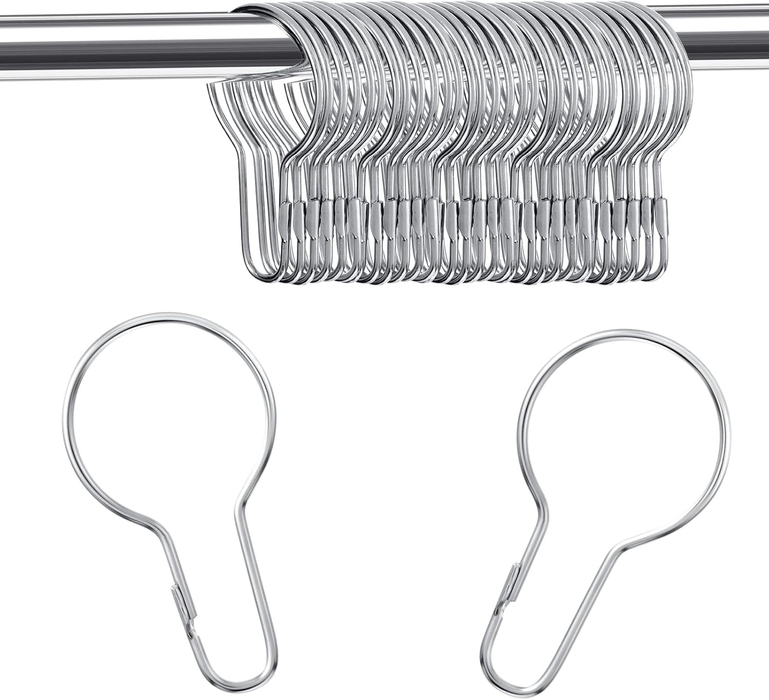 100 Pieces Metal Shower Curtain Hooks Hanging Shower Clips Metal Shower ...