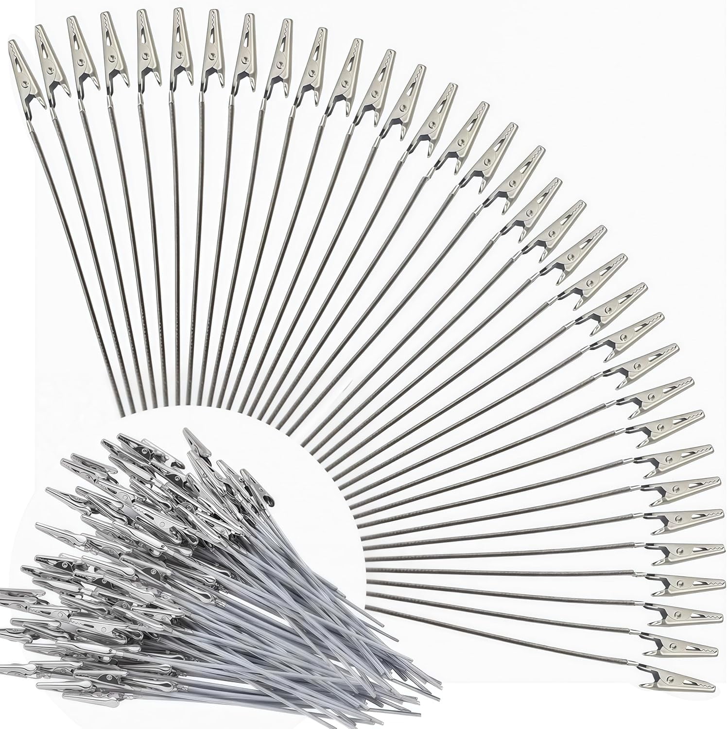 100 Pieces Metal Wire Alligator Clips Bulk, Long Tail Alligator Clips ...