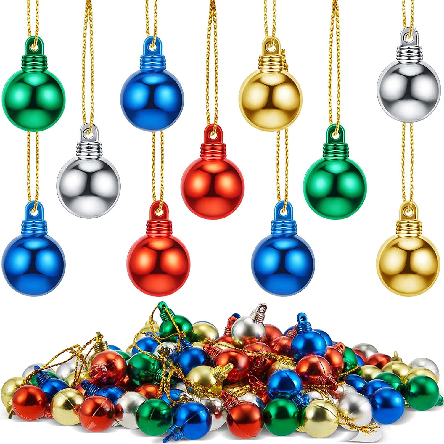 100 Pieces Mini Christmas Bulbs, Christmas Miniature Ornaments Balls ...
